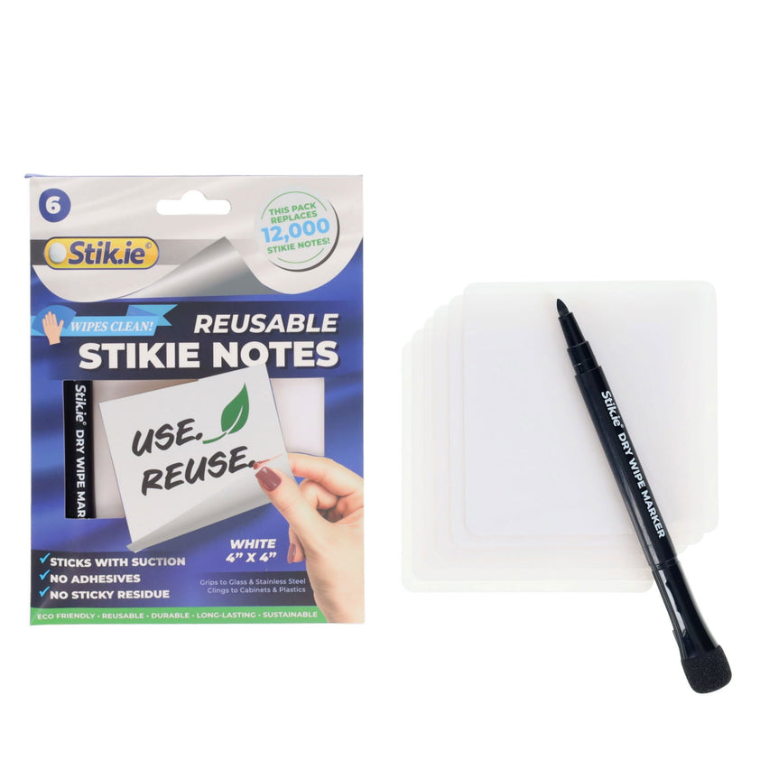 Stik.ie Pkt.6 Reusable Stikie Notes 4"x4" - White – McArdles iSchool