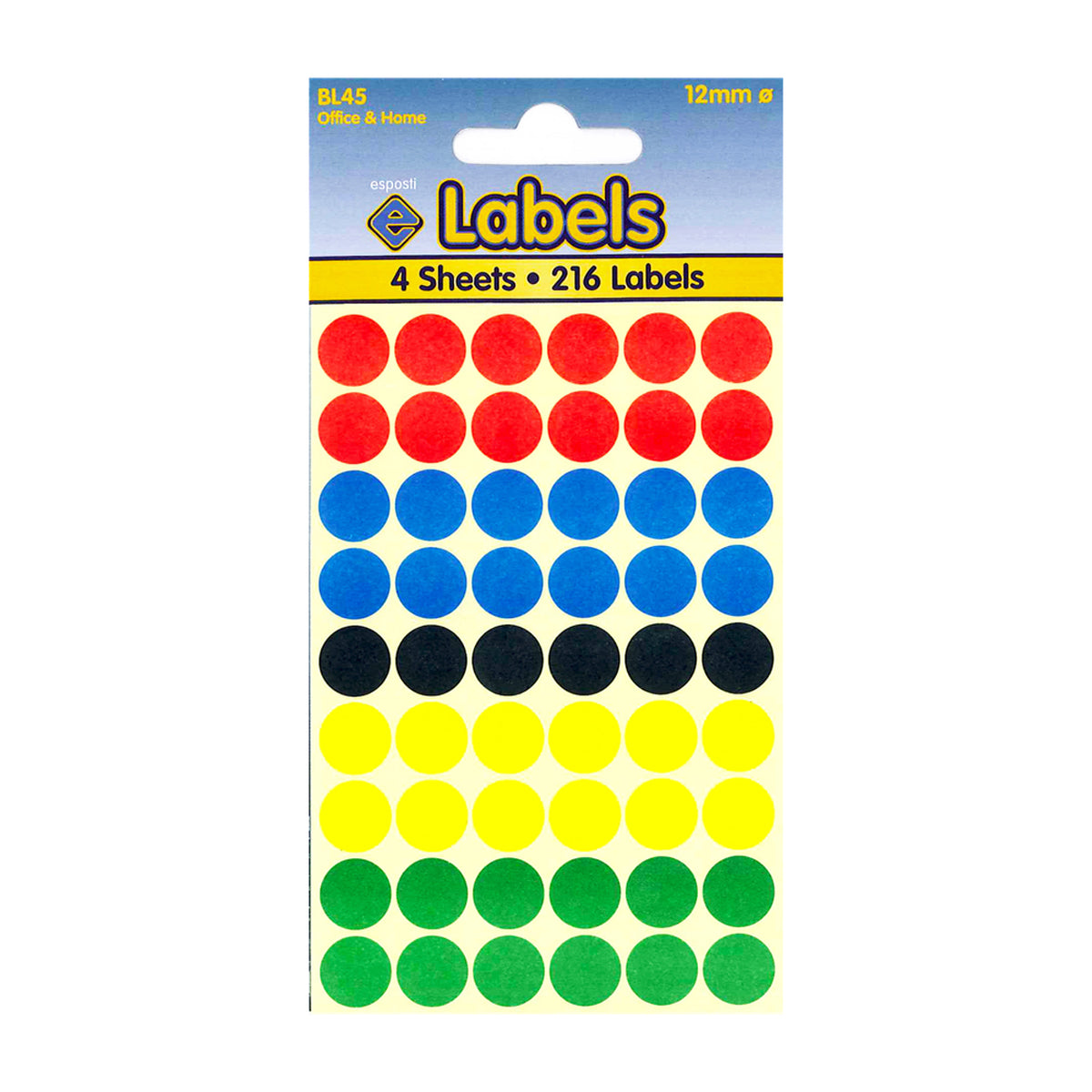 Esposti Coloured Labels Asstd Dots 12Mm 4 Sheets – McArdles iSchool