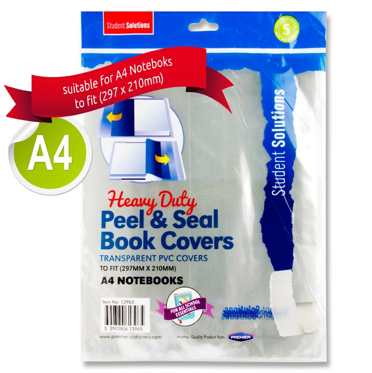 STUDENT SOLUTIONS PKT.5 A4 HEAVY DUTY PEEL & SEAL BOOK COVERS ...